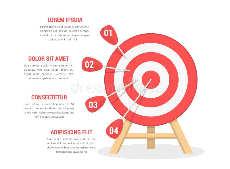 Target with Four Arrows stock vector. Illustration of infograph - 143404958