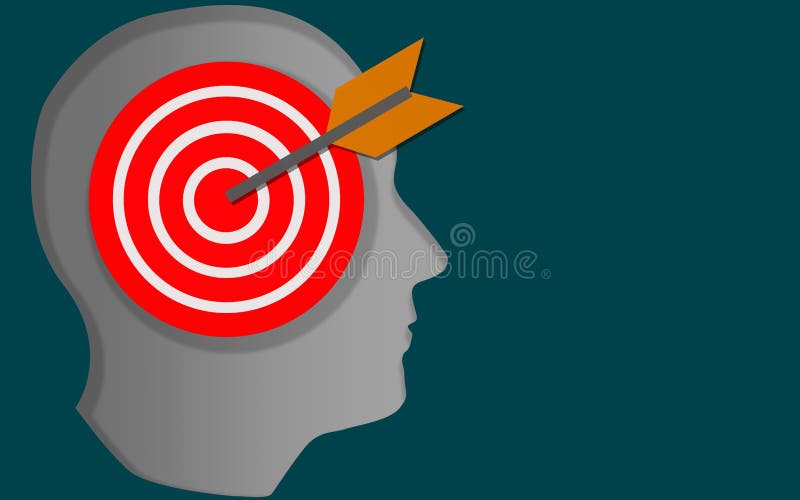 Target goal in human head stock illustration. Illustration of people ...