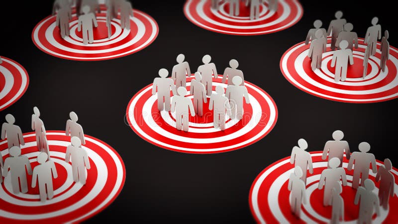 Target Groups Concept with People on Target Reticules. 3D Illustration ...
