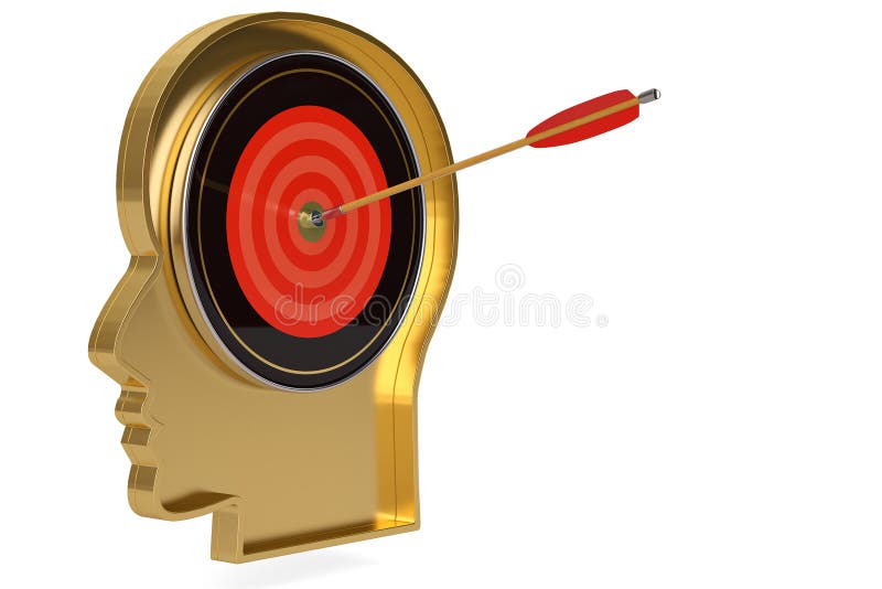 Target on Head Outline.3D Illustration. Stock Illustration ...