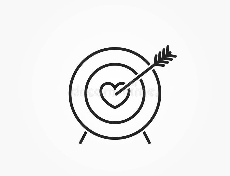 Target with Heart and Arrow Line Icon. Love and Romantic Symbol ...