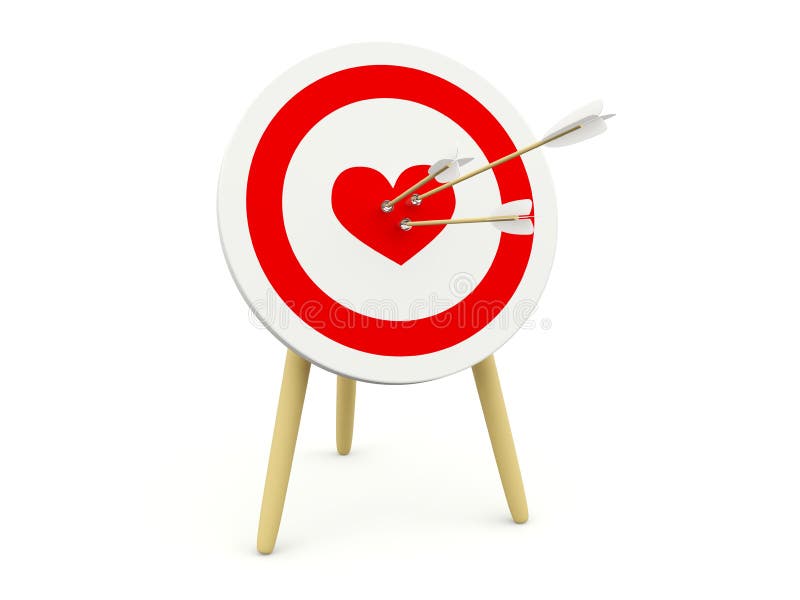 Target with Heart and Arrows Stock Illustration - Illustration of ...