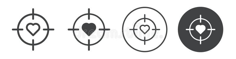 Target with Heart Icon Vector Logo Outline Stock Vector - Illustration ...