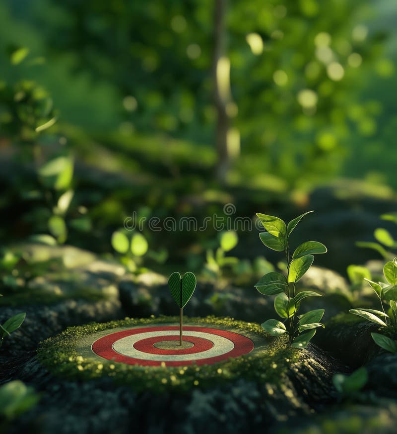 Target with Heart-shaped Sprout, Vibrant Greenery, Natural Setting ...