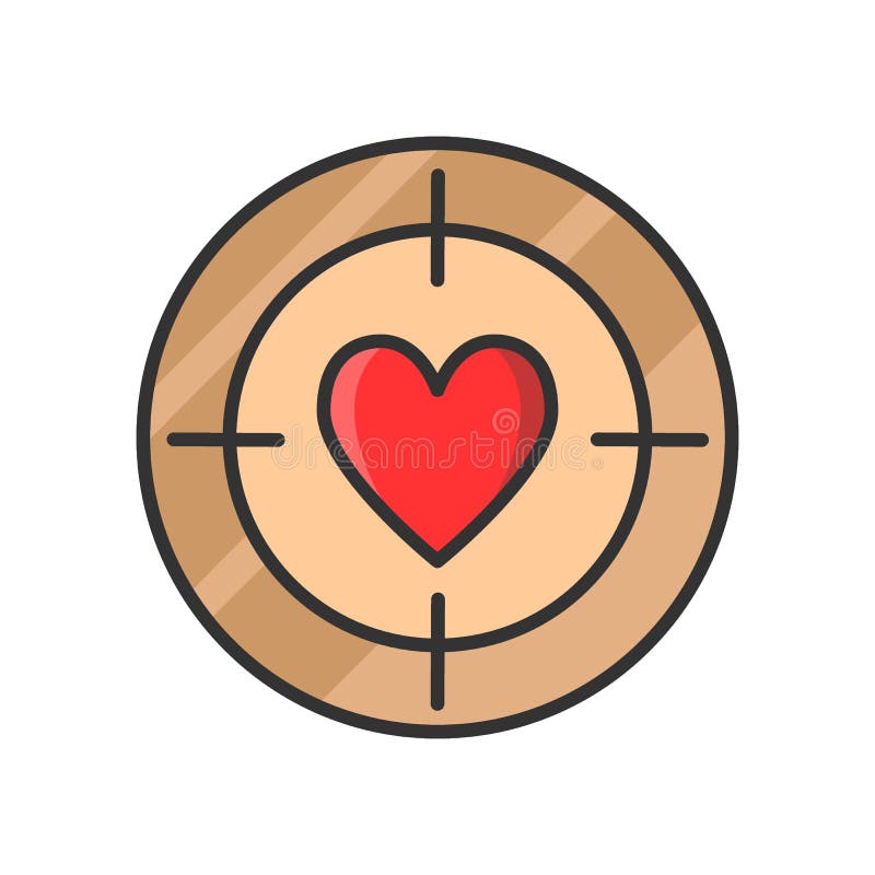 Target with Heart Thin Line Icon. Target Color Vector Illustration ...