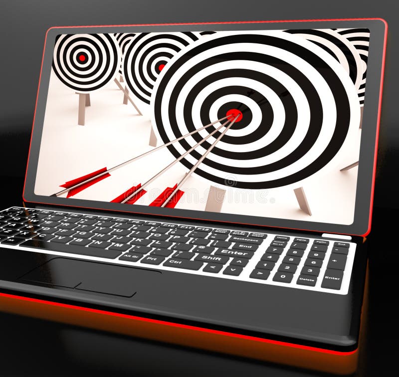 Target Hit on Laptop Showing Perfect Shot Stock Illustration ...