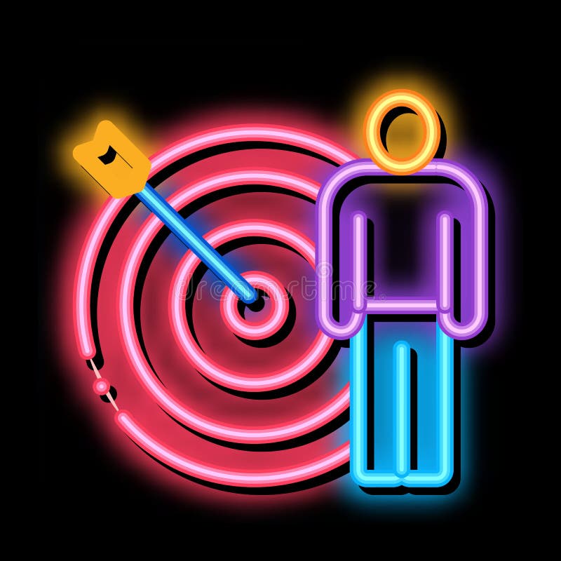 Target Hit Neon Glow Icon Illustration Stock Vector - Illustration of ...
