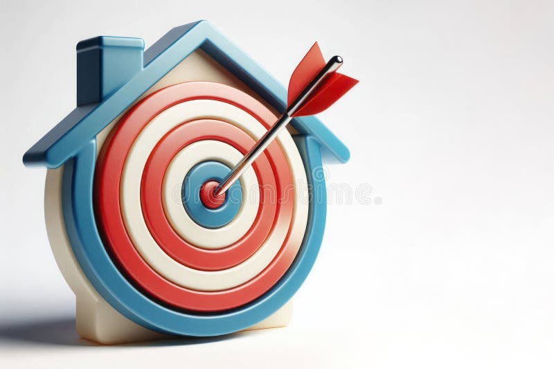 Target House with an Arrow in the Center. Space for Text. Stock Photo ...