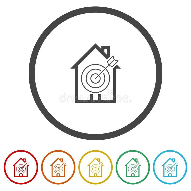 Target House Icons in Color Circle Buttons Stock Vector - Illustration ...