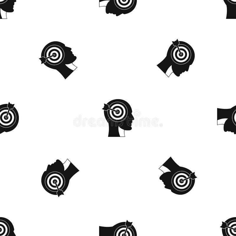 Target in Human Head Pattern Seamless Black Stock Vector - Illustration ...
