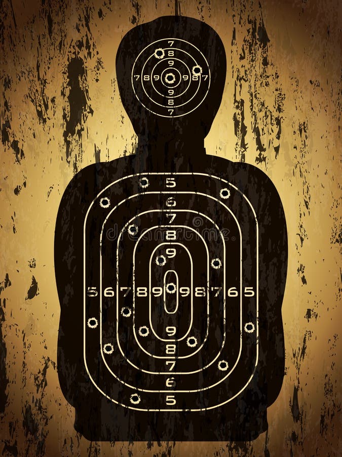 Target Human Silhouette with Bullet Holes Stock Vector - Illustration ...