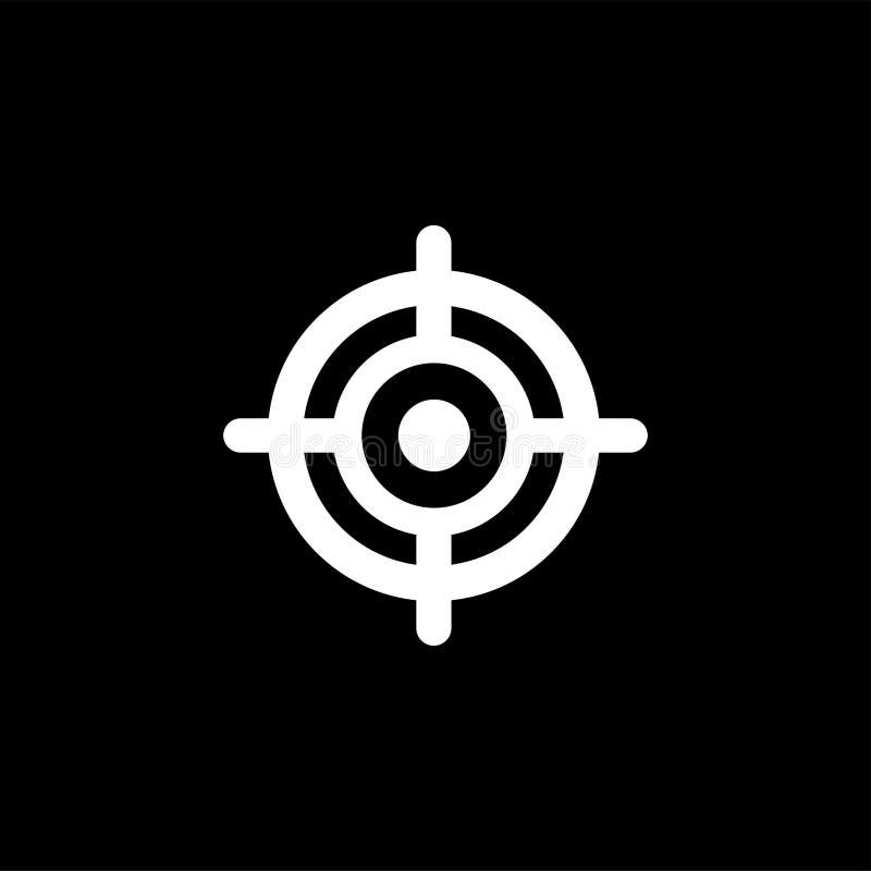 Target Icon on Black Background. Black Flat Style Vector Illustration ...