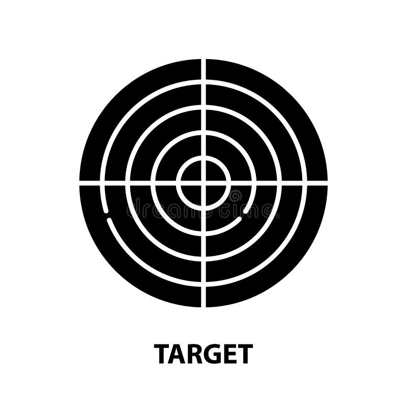 Target Icon, Black Vector Sign with Editable Strokes, Concept ...