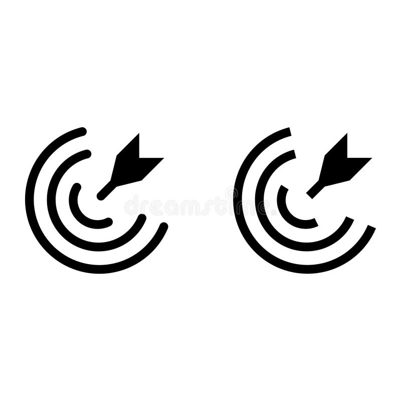 Target Icon Flat Set in Black and White Color Outline Vector Mark ...