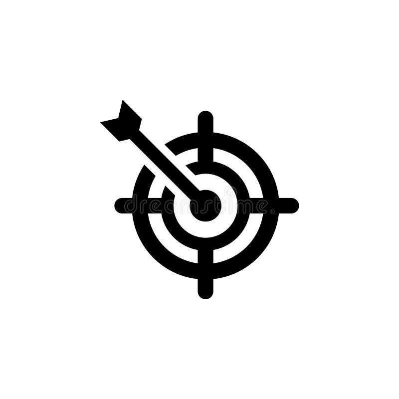 Target Icon on Black Background. Black Flat Style Vector Illustration ...