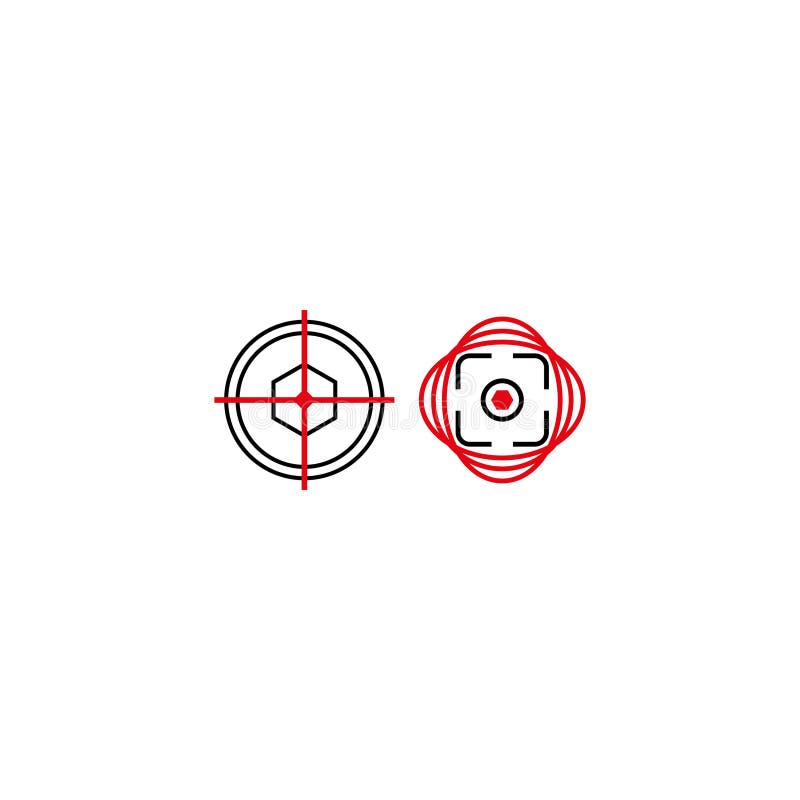 Target Icon. Focus Cross Symbol. Vector Aim Point. Red Circle Design ...