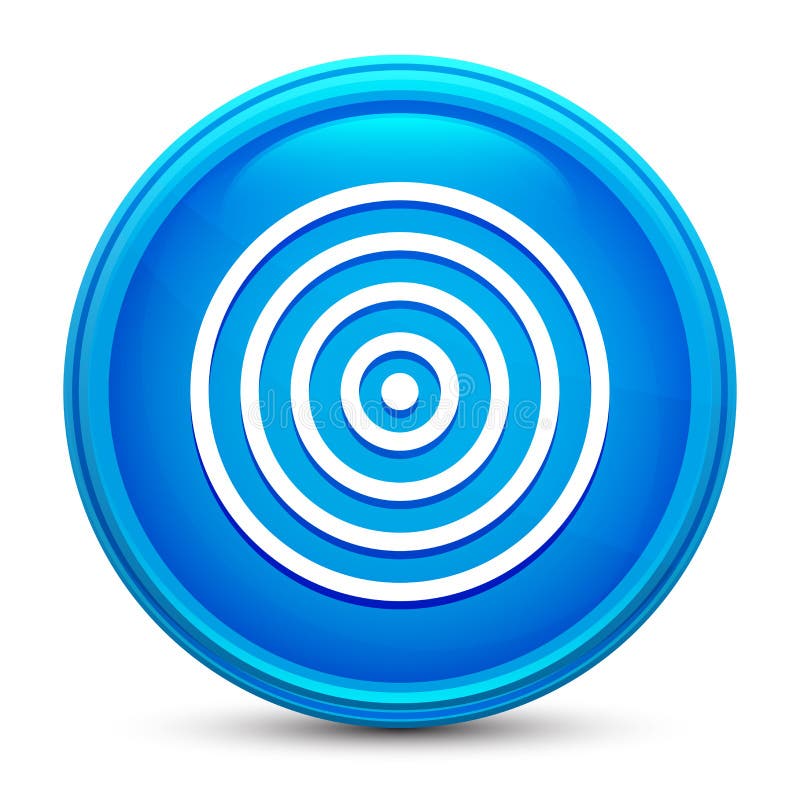 Target Icon Glass Shiny Blue Round Button Isolated Design Vector ...
