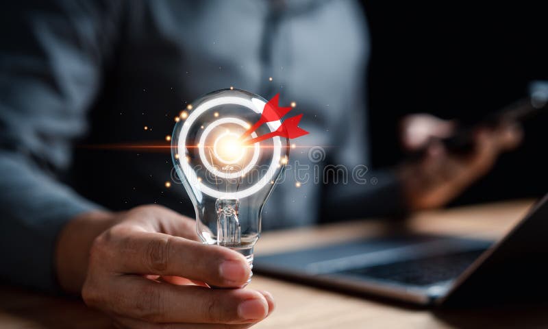 Target Icon Inside Light Bulb Which for Mind, Creative, Idea ...