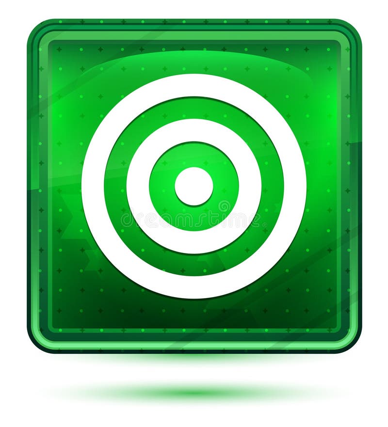 Target Icon Neon Light Green Square Button Stock Illustration ...