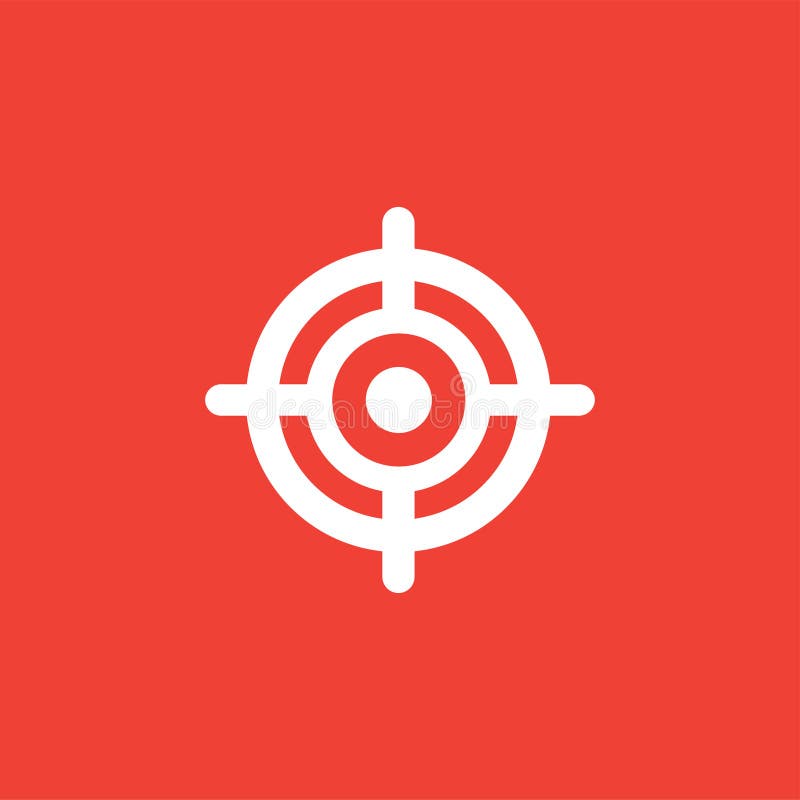 Target Icon on Red Background. Red Flat Style Vector Illustration Stock ...