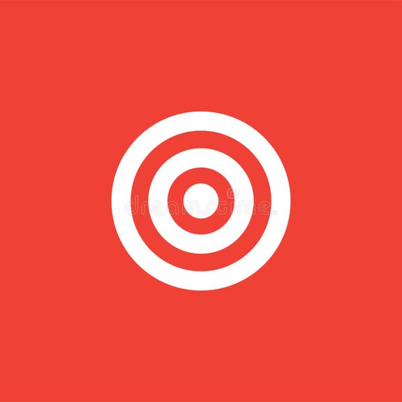 Target Icon on Red Background. Red Flat Style Vector Illustration Stock ...