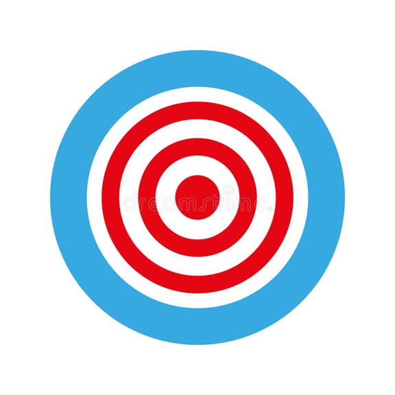 Target Icon. Red Bullseye. Blue Circular Border. Vector Flat Design ...