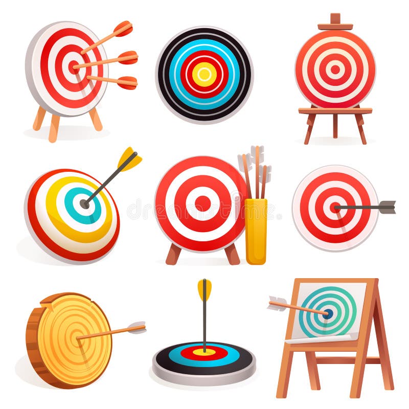 Target Icon Set, Cartoon Style Stock Illustration - Illustration of ...