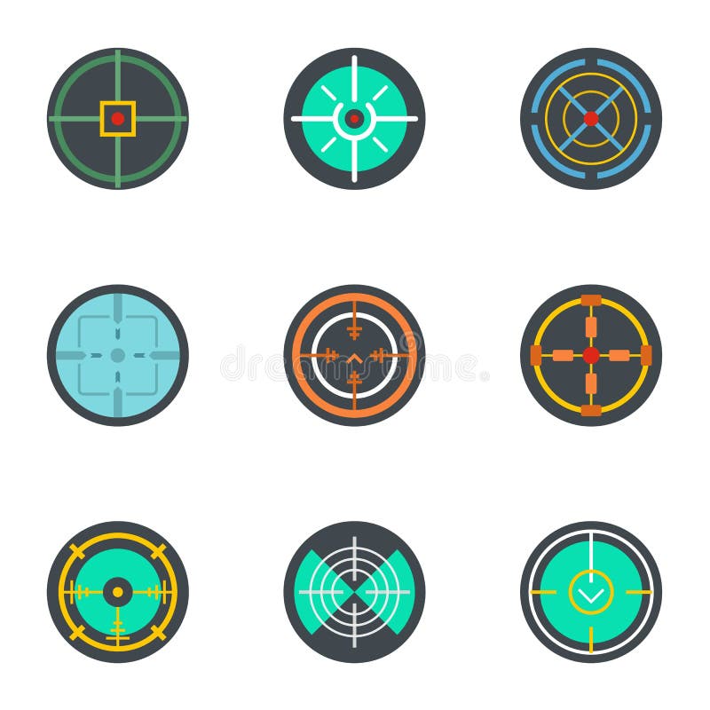 Target Icon Set, Flat Style Stock Vector - Illustration of arrow ...