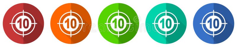 Target Icon Set, Red, Blue, Green and Orange Flat Design Web Buttons ...