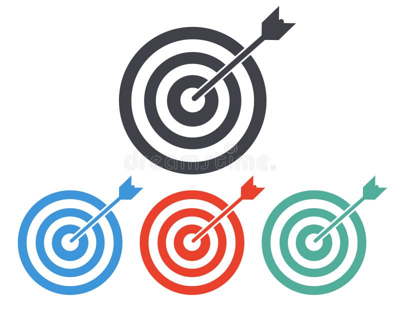 Target Icon Set - Simple Flat Design Isolated on White Background ...