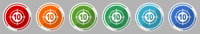 Target Icon Set, Vector Illustration in 6 Colors Options for Webdesign ...