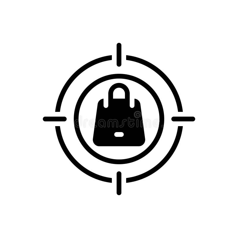 Black Solid Icon for Target, Shopping Bag and Goal Stock Illustration ...