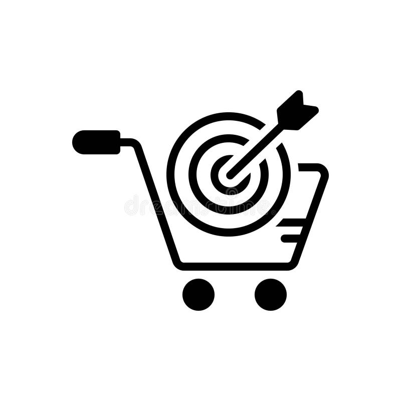 Black Solid Icon for Target, Shopping Cart and Goal Stock Illustration ...