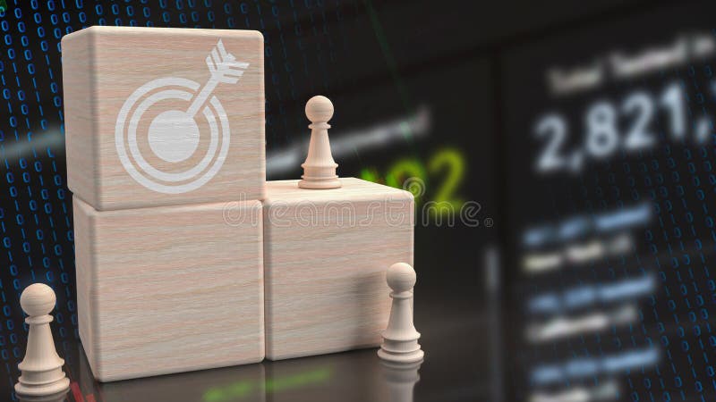 The Target Icon on Wood Cube for Abstract or Business Concept 3d ...