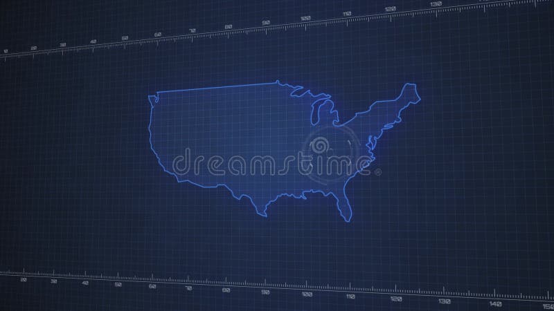 Target Indicator Moves on the USA Map. Digital Animation of the US ...
