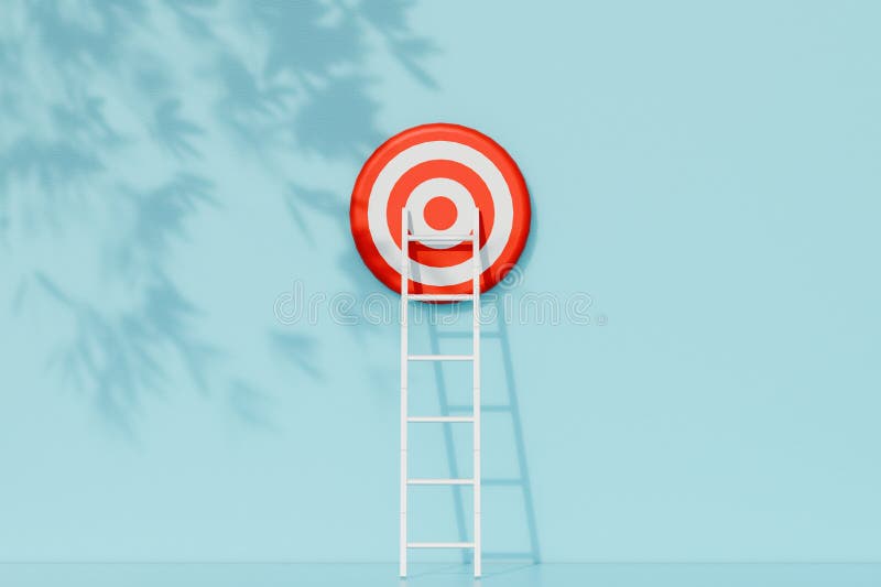 Target with Ladder Symbolizing Goal Achievement and Progress. 3d ...