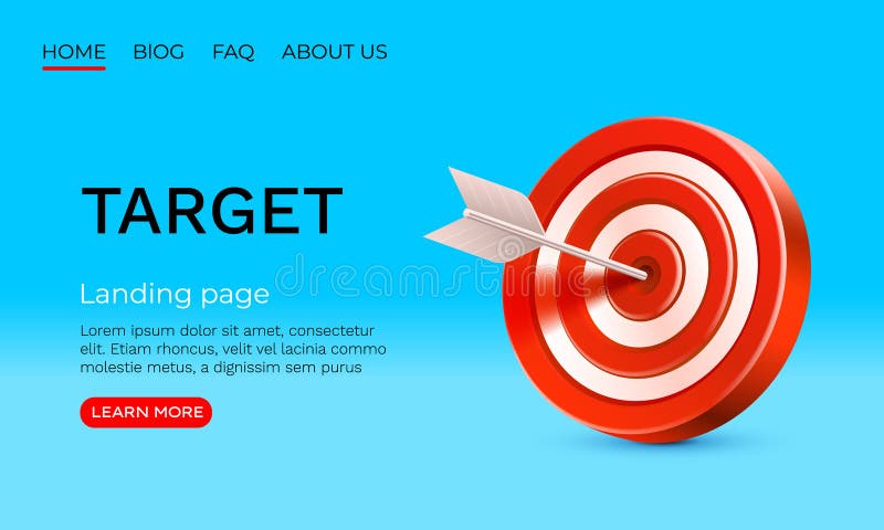 Target Landing Page, Banner Business 3d Icon. Vector Stock Vector ...