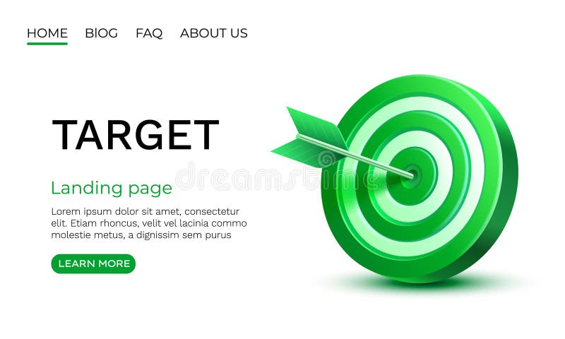 Target Landing Page, Banner Business 3d Icon. Vector Illustration Stock ...