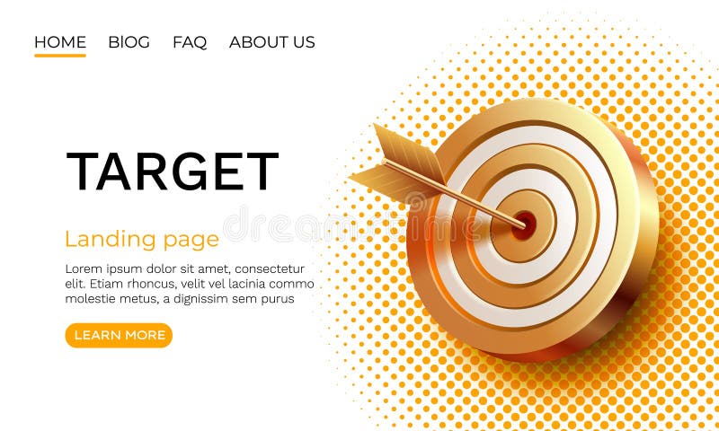 Target Landing Page, Banner Business 3d Icon. Vector Illustration Stock ...