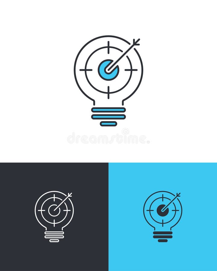 Target Light Bulb Line Icon Stock Illustration - Illustration of ...
