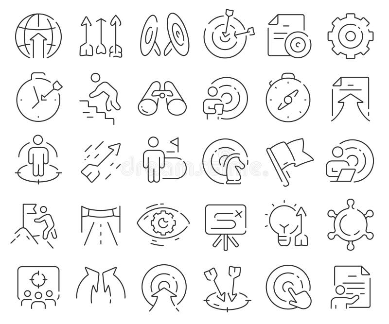 Target Line Icons Collection. Thin Outline Icons Pack Stock Vector ...