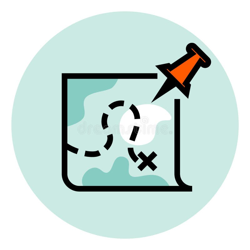 Target Location Icon. Map with Path Line To Destination Point Stock ...