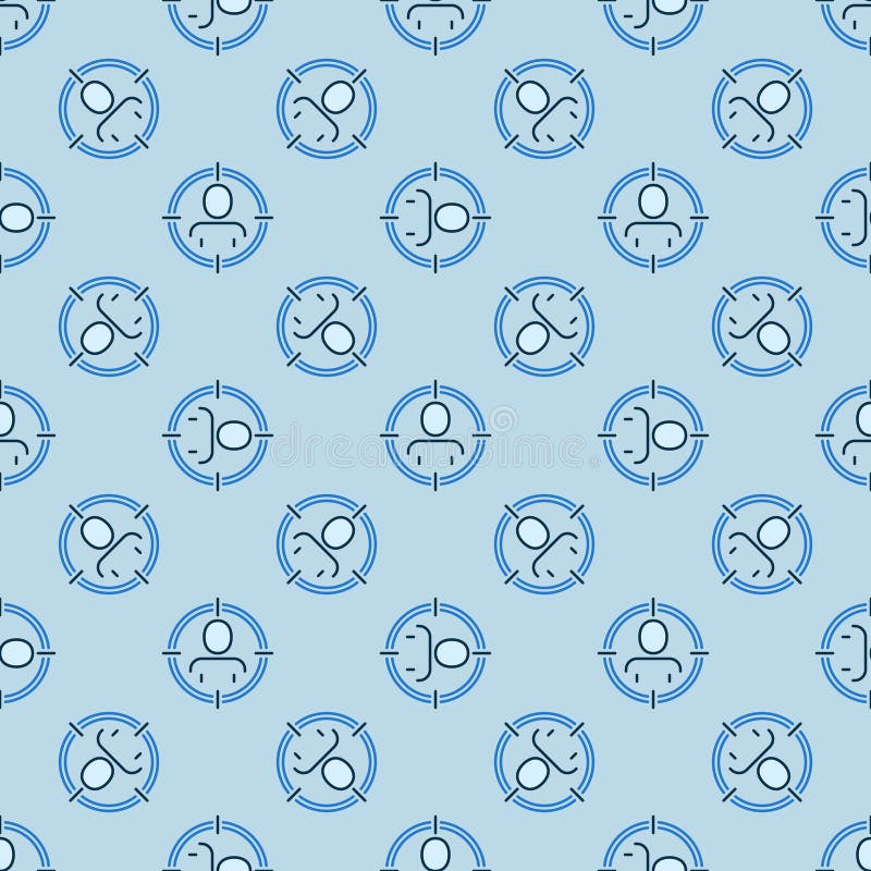 Target with Man Vector Aim or Targeting Blue Seamless Pattern Stock ...