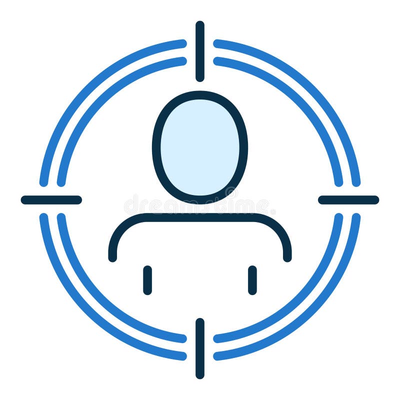 Target with Man Vector Aim or Targeting Concept Blue Icon Stock ...