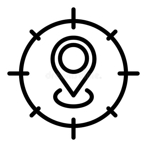 Target Map Pin Icon, Outline Style Stock Vector - Illustration of line ...