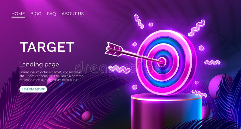 Target Neon Landing Page, Banner Business 3d Icon. Vector Stock Vector ... Target Neon Landing Page, Banner Business 3d Icon. Vector Stock Vector ...