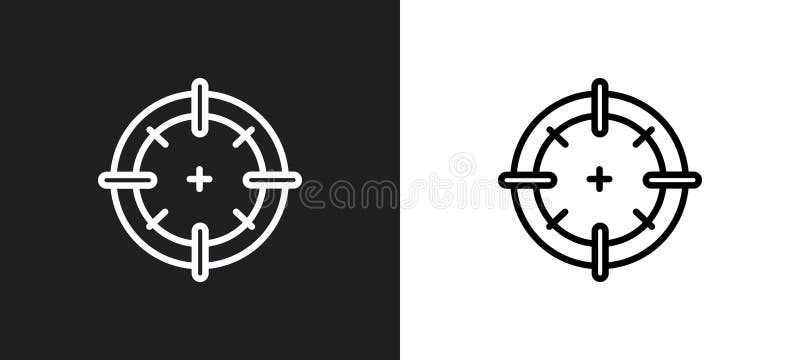 Target Outline Icon in White and Black Colors. Target Flat Vector Icon ...