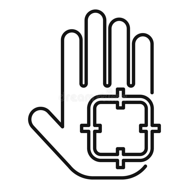 Target Palm Scanning Icon Outline Vector. Security Smart Bio Stock ...