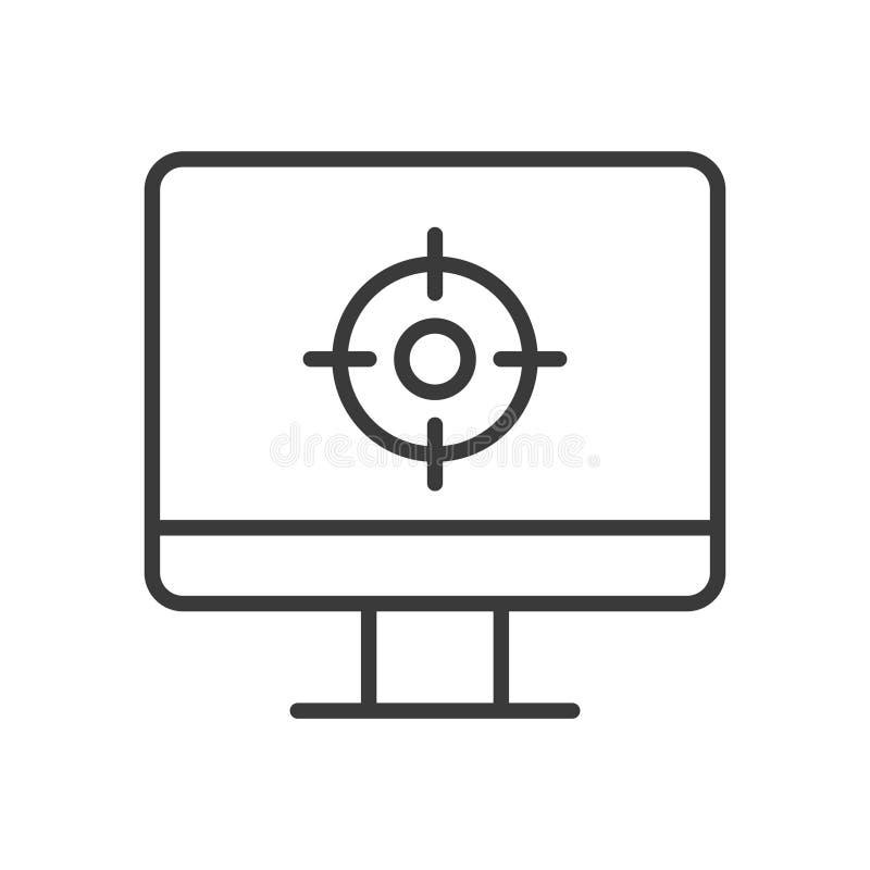 Target on PC, Icon in Line Design. Target, PC, Focus, Goal, Aim ...