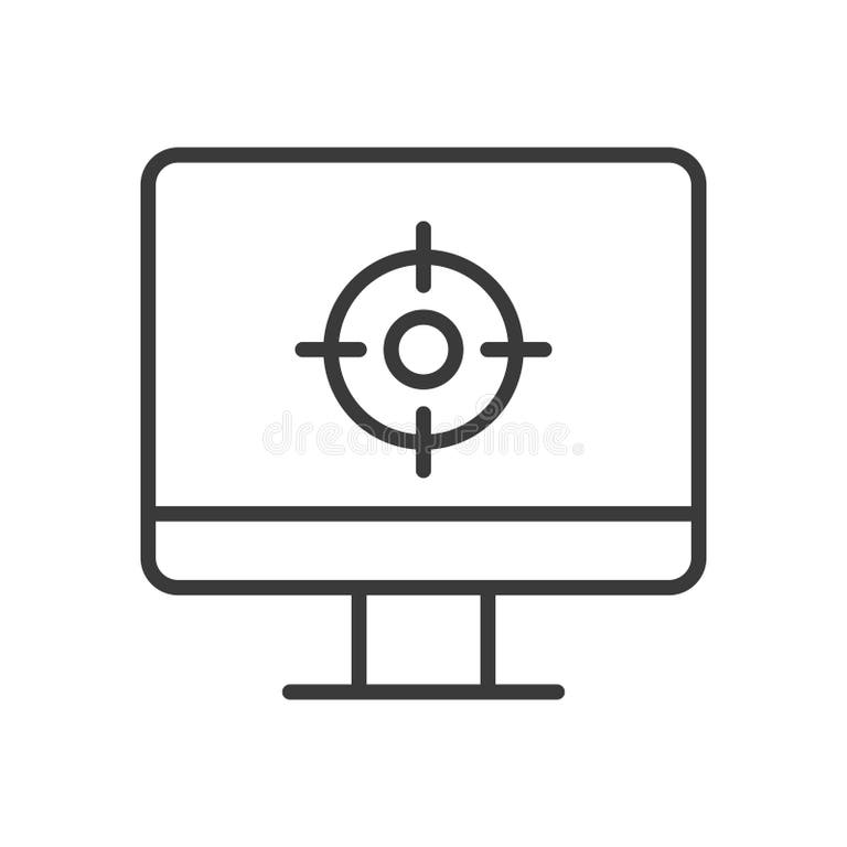 Target on PC, Icon in Line Design. Target, PC, Focus, Goal, Aim ...